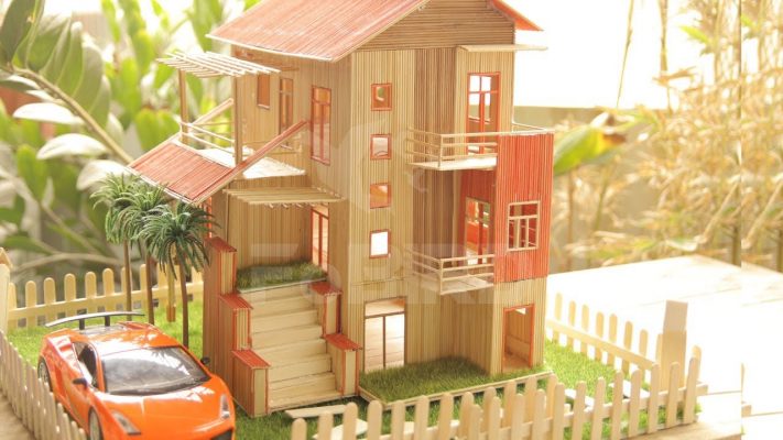 Stick house with Red roof drawing - Fobird